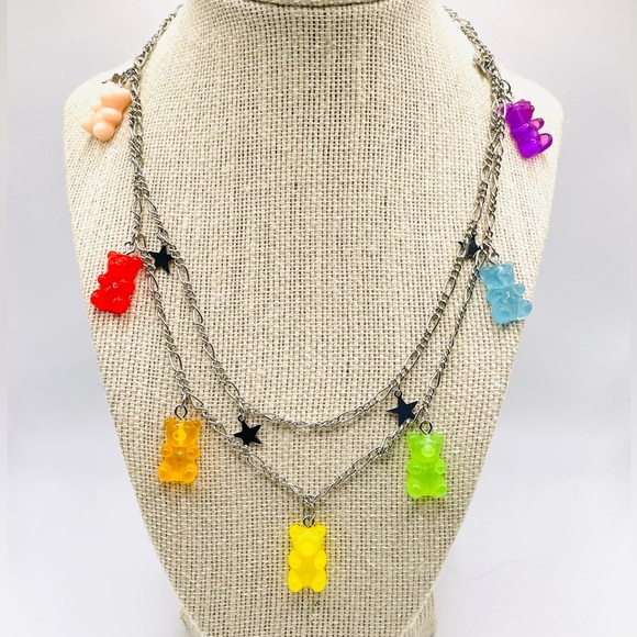 Jewelry | Double Layer Silver Gummy Bear Necklace | Poshmark